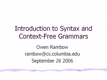 Introduction to Syntax and Context-Free Grammars presentation | free to ...