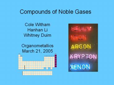 Compounds of Noble Gases presentation | free to view