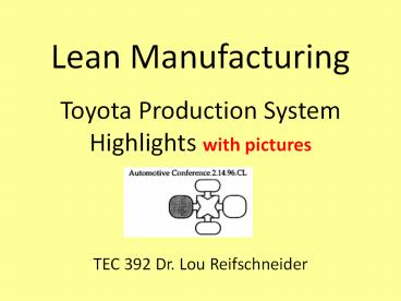 Lean Manufacturing Toyota Production System Highlights with pictures ...