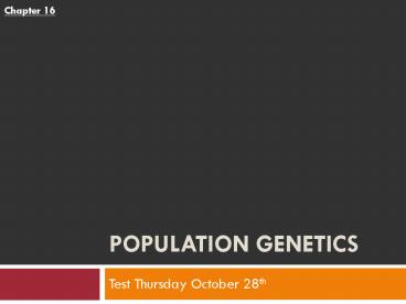 PPT – Population Genetics PowerPoint presentation | free to download ...