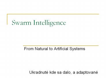 PPT – Swarm Intelligence PowerPoint presentation | free to download ...