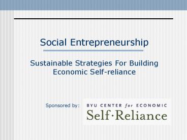 Social Entrepreneurship presentation | free to view