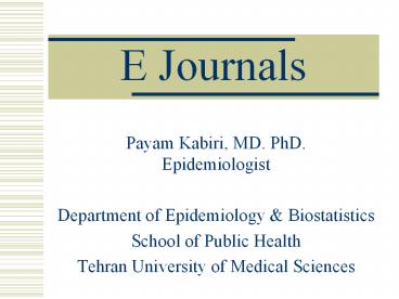 PPT – E Journals PowerPoint presentation | free to download - id ...