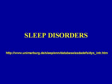 SLEEP DISORDERS presentation | free to view