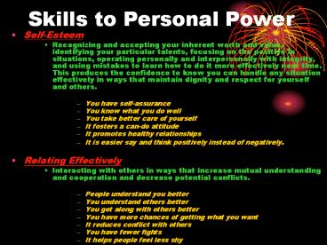 Skills to Personal Power presentation | free to view