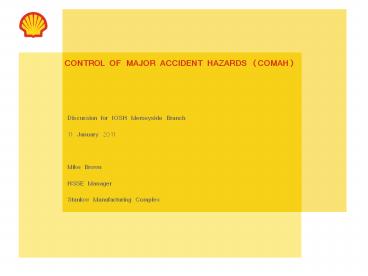 CONTROL OF MAJOR ACCIDENT HAZARDS (COMAH) presentation | free to view