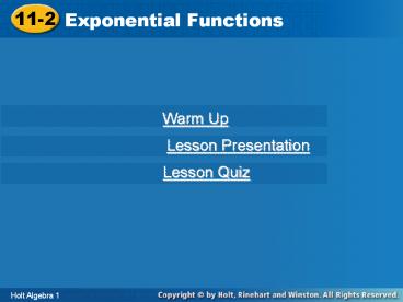 11-2 Exponential Functions Warm Up Lesson Presentation presentation ...