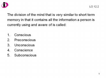 PPT – The division of the mind that is very similar to short term ...