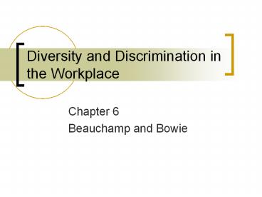 PPT – Diversity and Discrimination in the Workplace PowerPoint ...