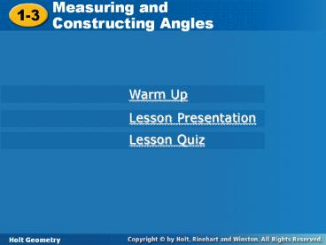 1-3 Warm Up Lesson Presentation Lesson Quiz Holt Geometry presentation ...