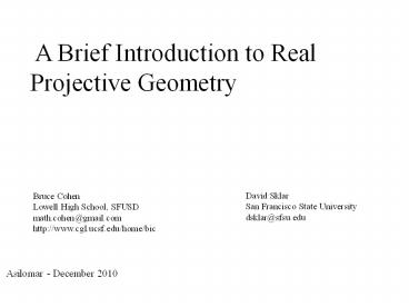 A Brief Introduction to Real Projective Geometry presentation | free to ...