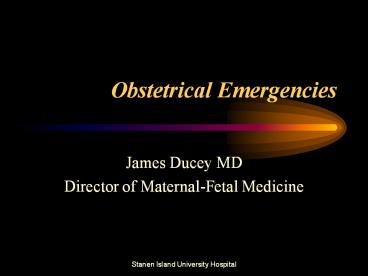 Obstetrical Emergencies presentation | free to view