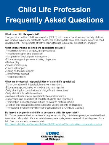 What is a child life specialist? presentation | free to view