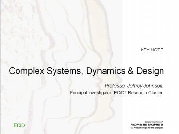 Complex Systems, Dynamics & Design presentation | free to download