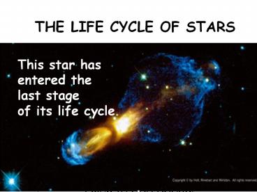 THE LIFE CYCLE OF STARS presentation | free to view