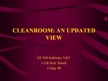 PPT – CLEANROOM: AN UPDATED VIEW PowerPoint presentation | free to ...