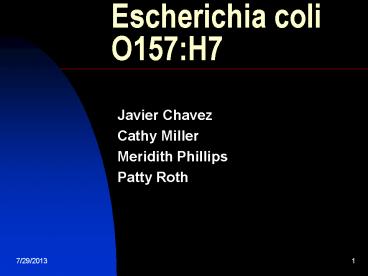 Escherichia coli O157:H7 presentation | free to view