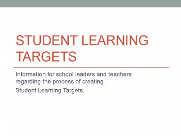Student Learning targets presentation | free to view