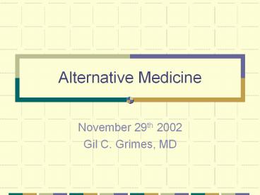 PPT – Alternative Medicine PowerPoint presentation | free to download ...
