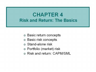 PPT – Risk and Return: The Basics Basic return concepts Basic ris ...
