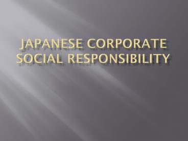 Japanese Corporate Social Responsibility presentation | free to download
