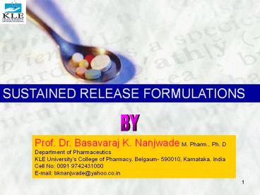 SUSTAINED RELEASE FORMULATIONS presentation | free to view