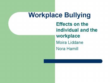Workplace Bullying presentation | free to view