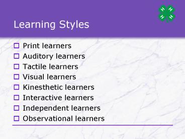 Learning Styles presentation | free to view