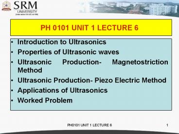 PH 0101 UNIT 1 LECTURE 6 presentation | free to view