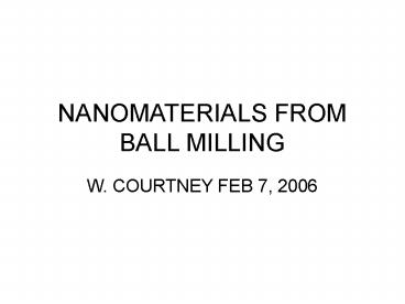 NANOMATERIALS FROM BALL MILLING presentation | free to view