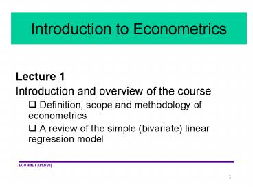 Introduction to Econometrics presentation | free to view