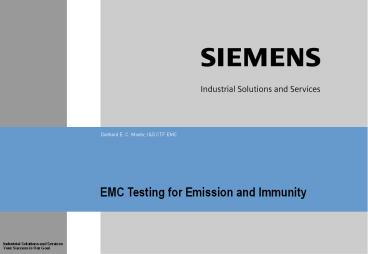 EMC Testing for Emission and Immunity presentation | free to view