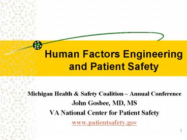 Human Factors Engineering and Patient Safety presentation | free to view