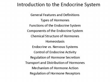 Introduction to the Endocrine System presentation | free to view