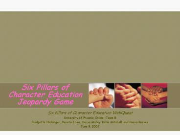 Six Pillars of Character Education Jeopardy Game presentation | free to ...