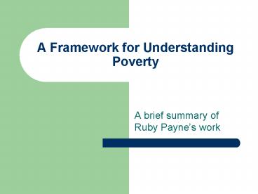 A Framework for Understanding Poverty presentation | free to view