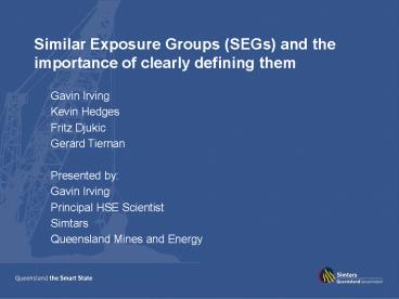 Similar Exposure Groups (SEGs) and the importance of clearly defining ...
