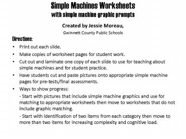 Simple Machines Worksheets with simple machine graphic prompts Created ...