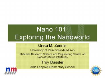 Nano 101: Exploring the Nanoworld presentation | free to view