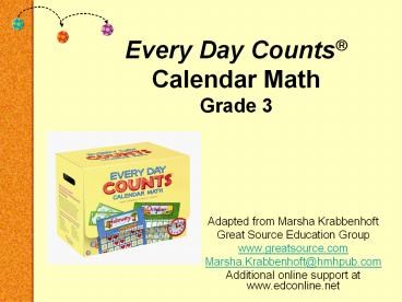 Every Day Counts? Calendar Math Grade 3 presentation | free to download