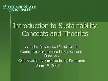 Introduction to Sustainability Concepts and Theories presentation ...