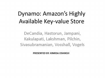 PPT – Dynamo: Amazon PowerPoint presentation | free to download - id ...