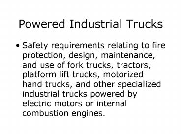 Powered Industrial Trucks presentation | free to view