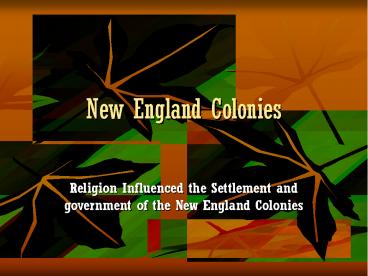 New England Colonies presentation | free to download