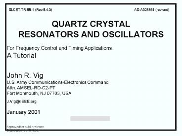 PPT – QUARTZ CRYSTAL RESONATORS AND OSCILLATORS PowerPoint presentation ...