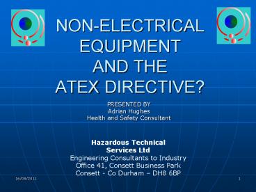 NON-ELECTRICAL EQUIPMENT AND THE ATEX DIRECTIVE? presentation | free to ...