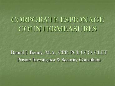 CORPORATE ESPIONAGE COUNTERMEASURES presentation | free to download