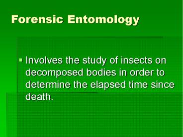 Forensic Entomology presentation | free to download