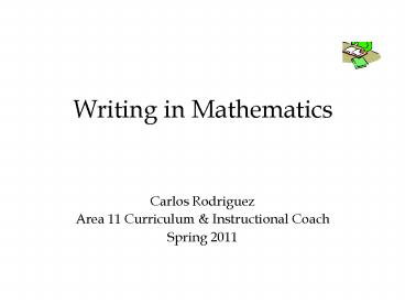 Writing in Mathematics presentation | free to view