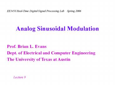 Analog Sinusoidal Modulation presentation | free to download